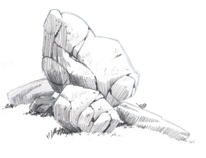 how to draw rocks with pencil